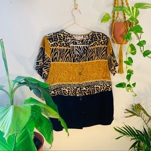 Vintage | Tops | Vintage Vsco 9s Animal Tribal Button Up Popover | Poshmark